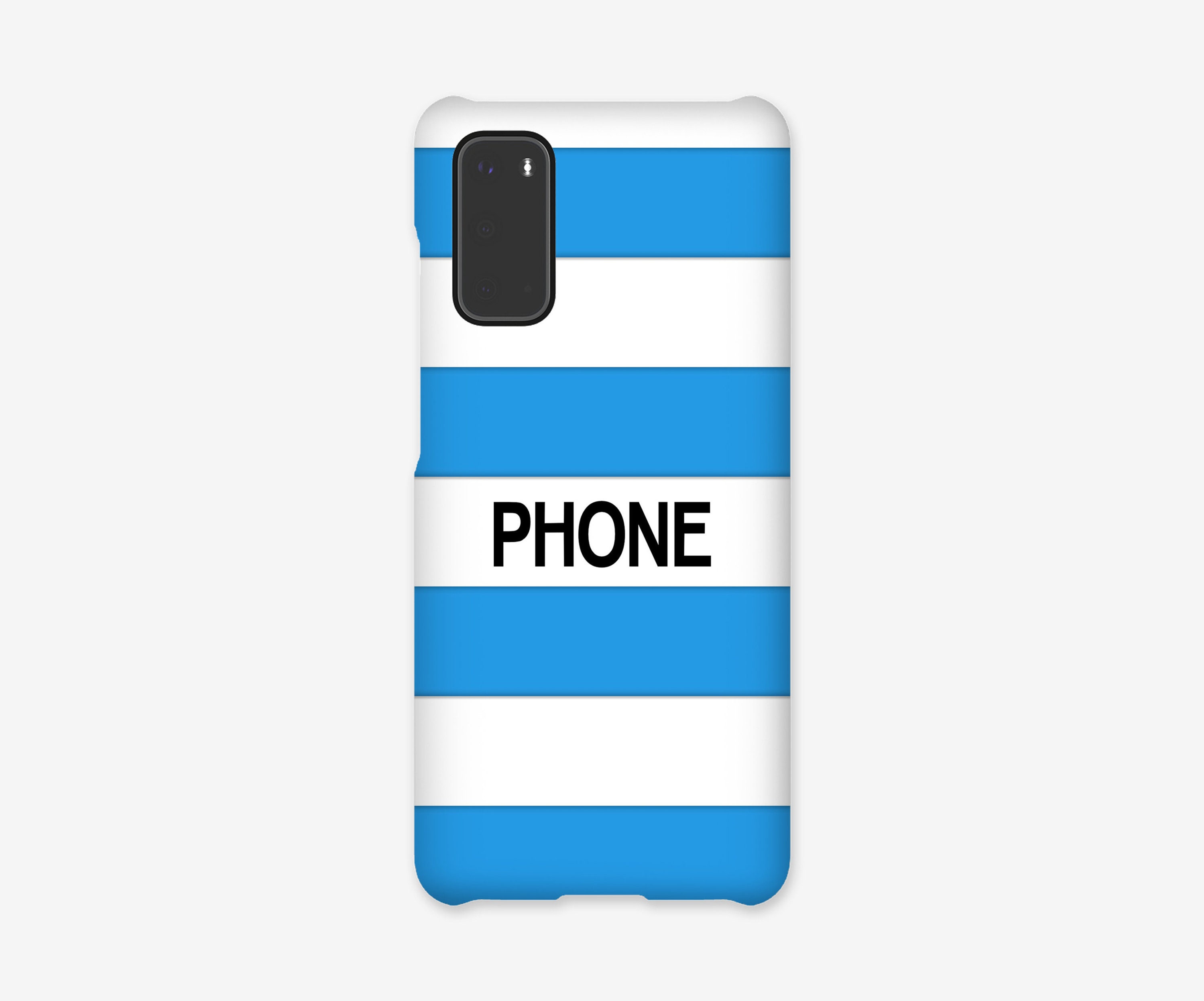 Cornishware Inspired Phone Case, Blue and White Stripes, Labelled With ...