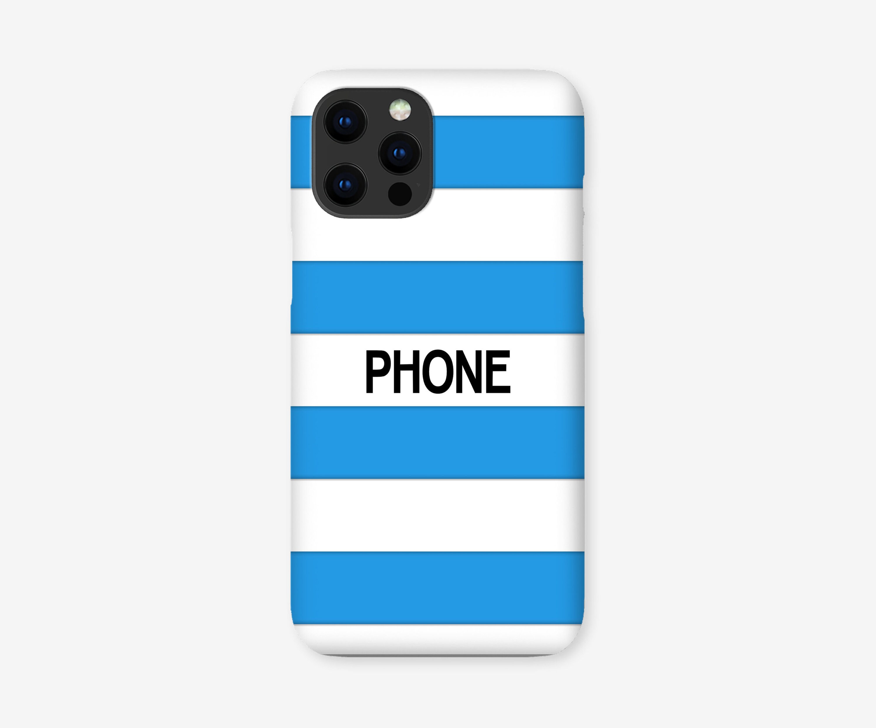 Cornishware Inspired Phone Case, Blue and White Stripes, Labelled With ...
