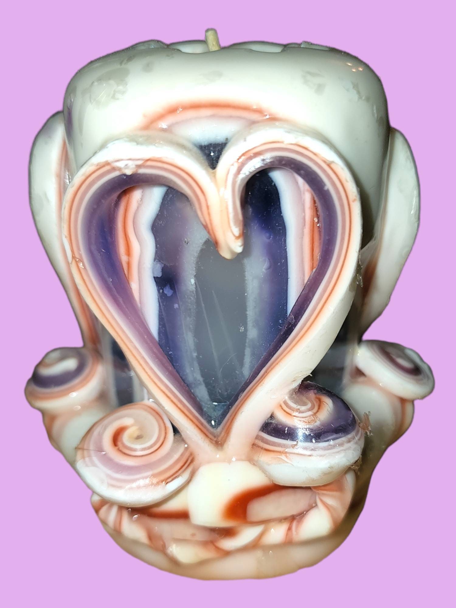 Unburned Pillar Candle Pink Hearts Hand Painted 4 Tall - Etsy