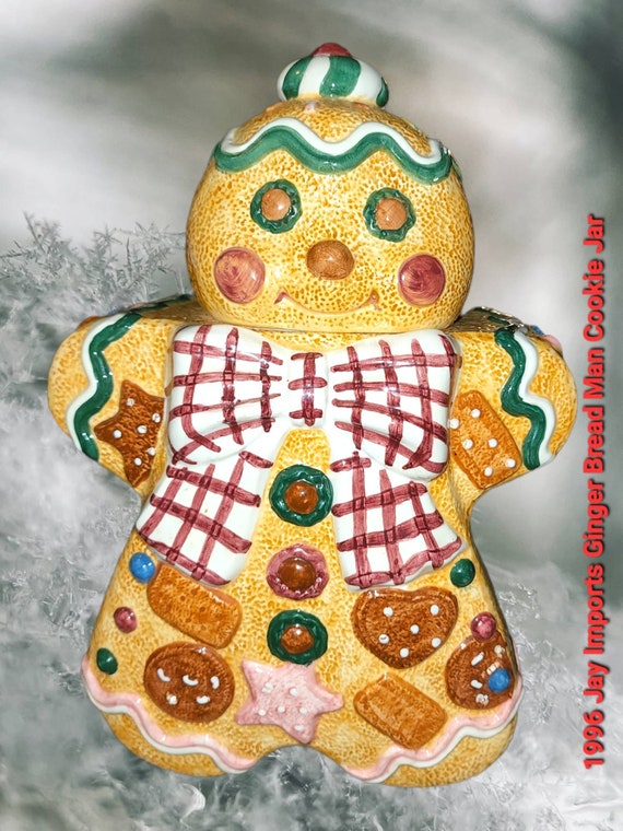 1996 Vtg JAY Large Gingerbread Man Christmas Cookie Jar With - Etsy