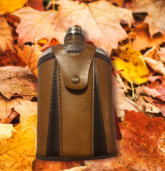 Leather Flask Holder With Bottle. | Etsy