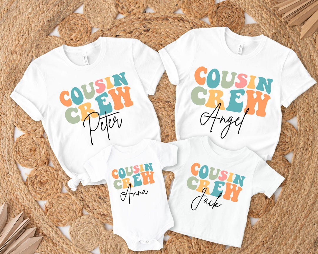 Personalized Groovy Cousin Crew Kids Shirt, Retro Custom Matching Cousins Shirts, Cousin Trip ...