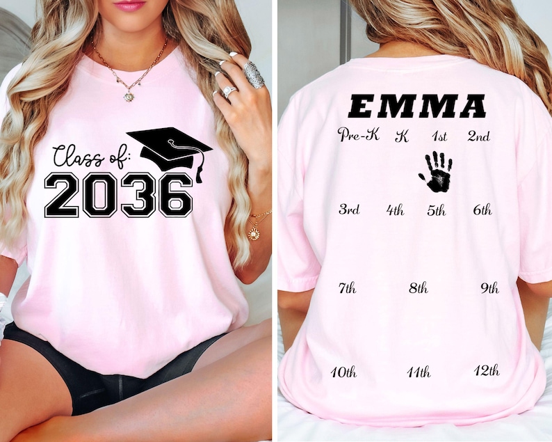 Back to School Shirt, Class of 2036 Shirt Handprint, Grow With Me Shirt ...