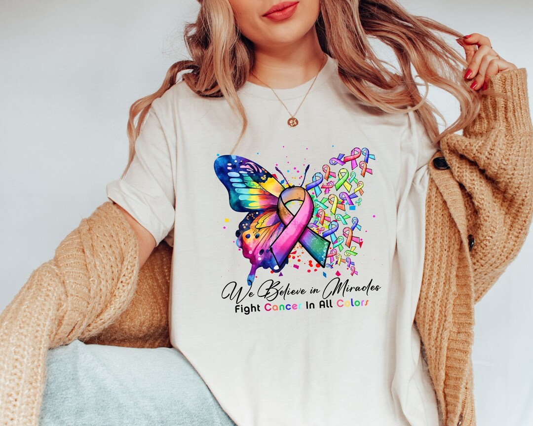 Cancer Butterfly Ribbon Shirt, Cancer Fighter Gift, Cancer Shirt, We ...