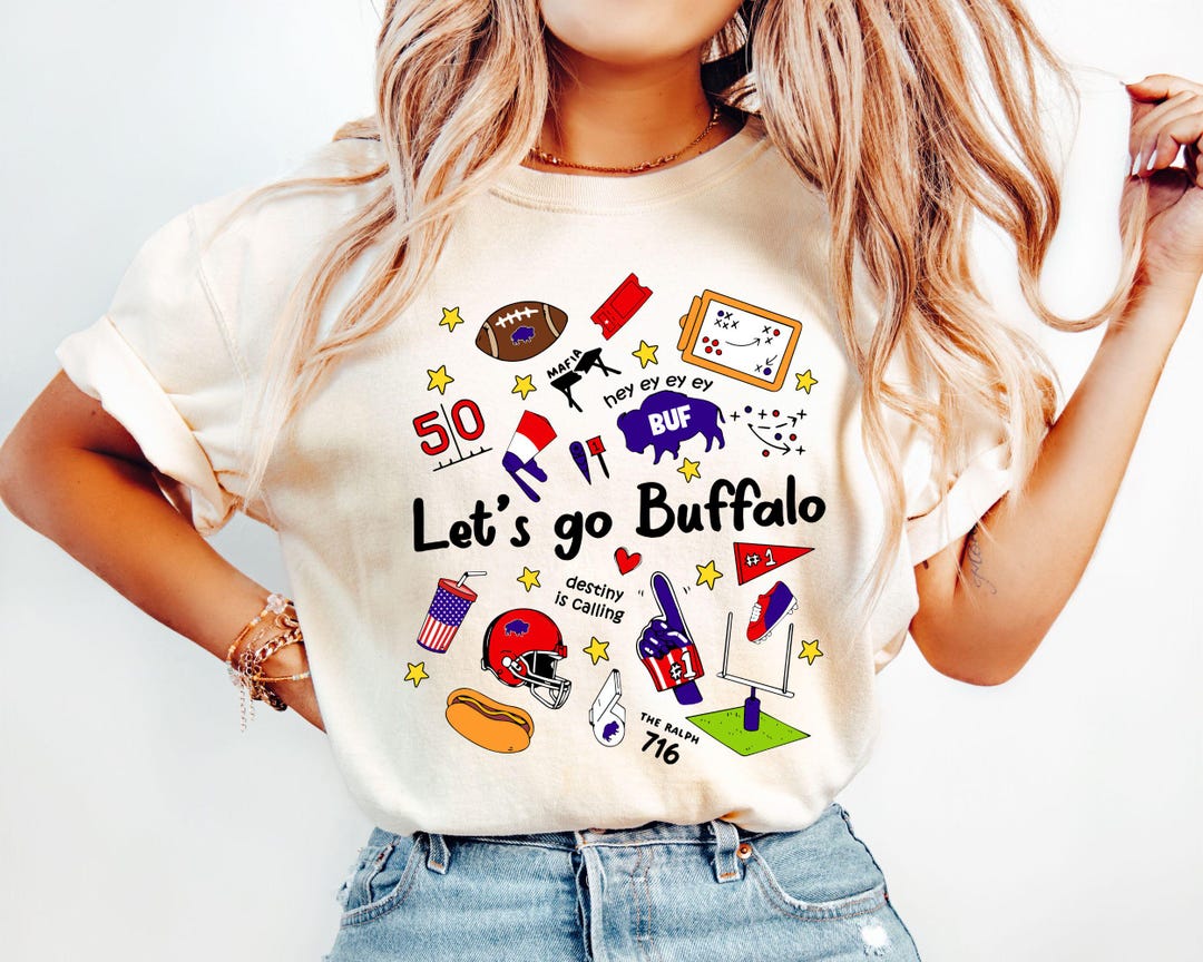 Buffalo Football Doodles Shirt, Women's Buffalo Fan Gift, Let's Go ...