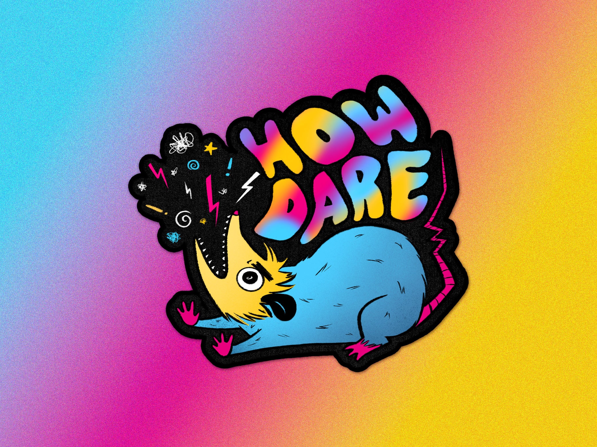 How Dare Angry Possum Sticker - Etsy