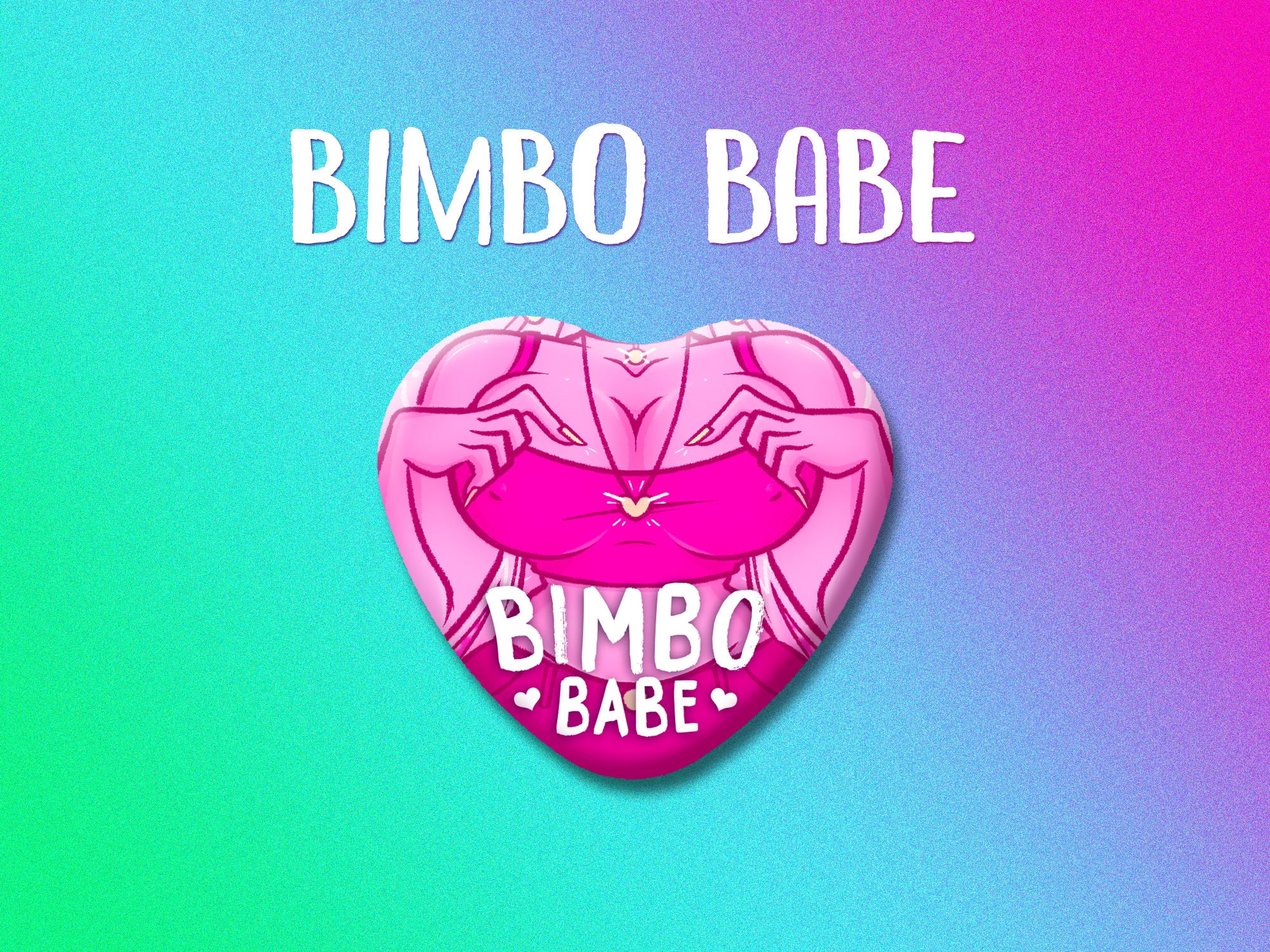 Bimbo / Himbo / Thembo Holographic Heart Buttons - Etsy