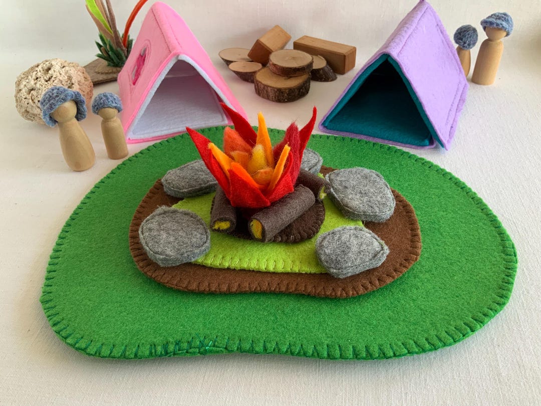 Tent and Campfire - Felt Landscape - Play Mat - Camping - Role Play ...