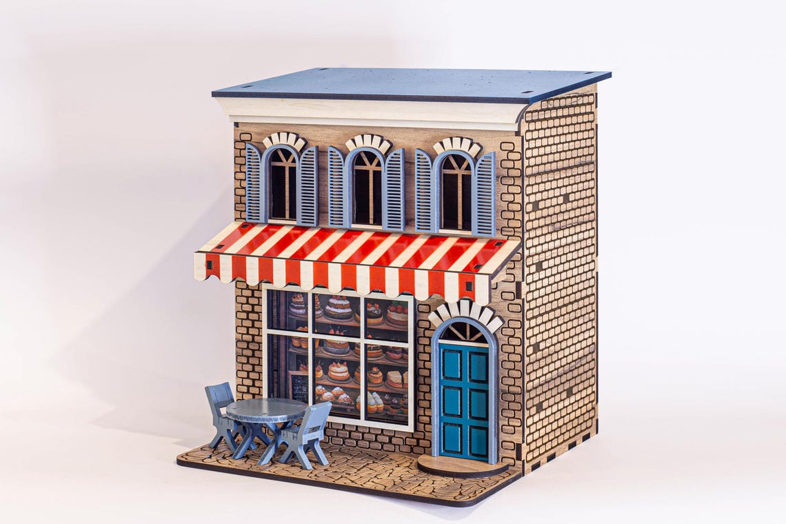 Christmas Village Laser Cut File Caffe SVG DXF DIY House 2024 Glowforge ...