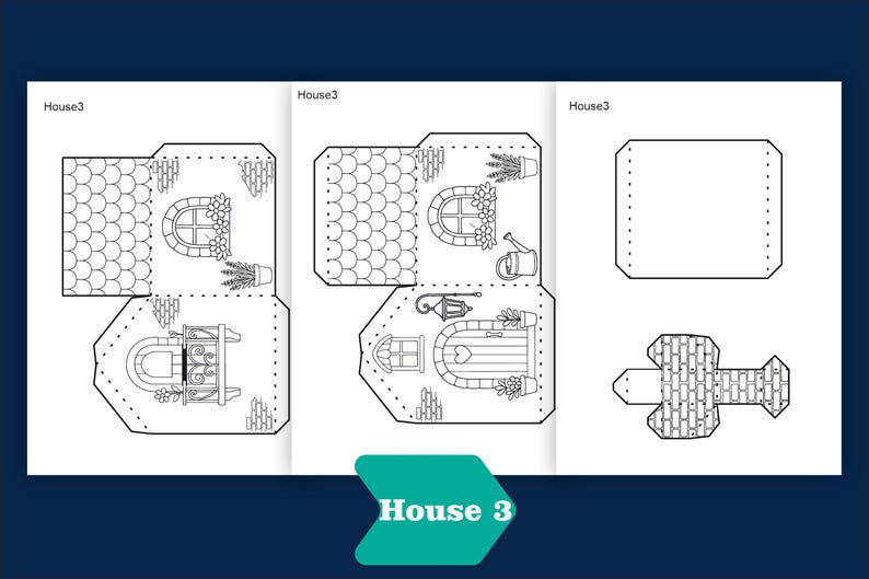 Printable 3D Coloring Pages House for Kids – DIY for Children – Instant ...