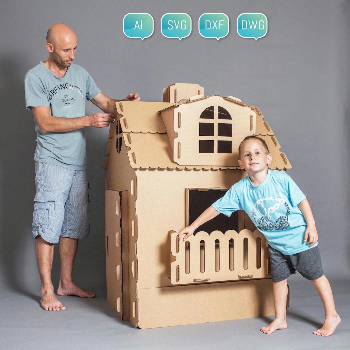 Laser Cut Cardboard Playhouse Dxf Svg Project Glowforge Digital Ready ...