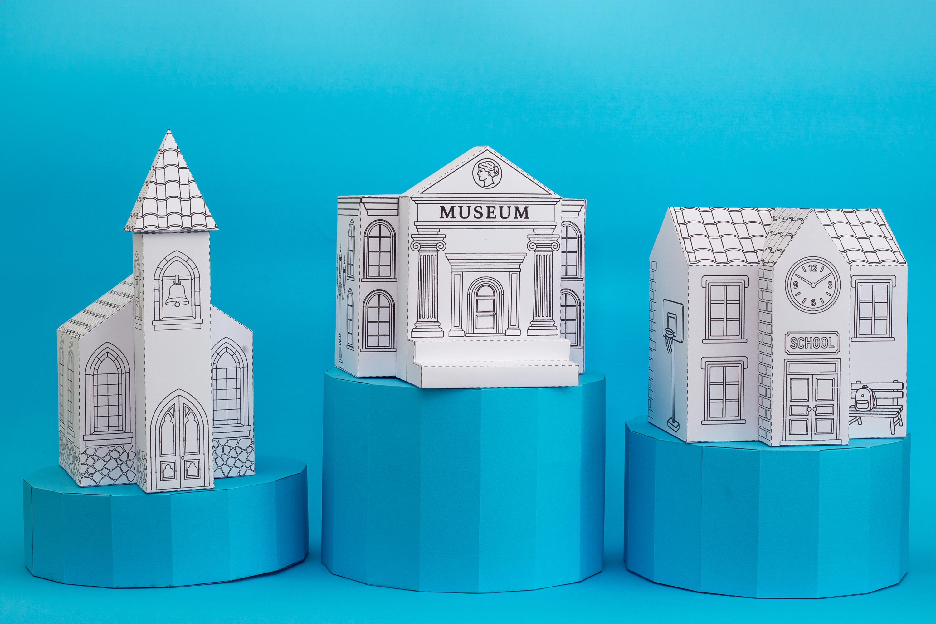 Printable Paper Houses – DIY 3D Village Templates | Color, Cut & Glue ...