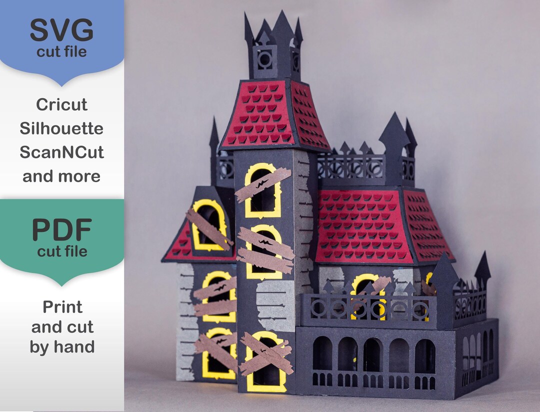 Halloween Haunted House SVG: 3D Papercraft Project (PDF) - Etsy