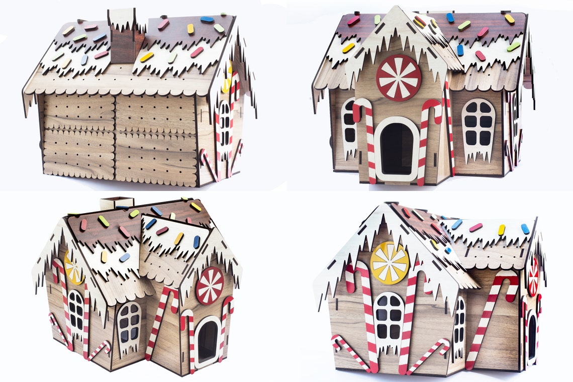Christmas Village Gingerbread House 3D Glowforge SVG Laser Cut - Etsy