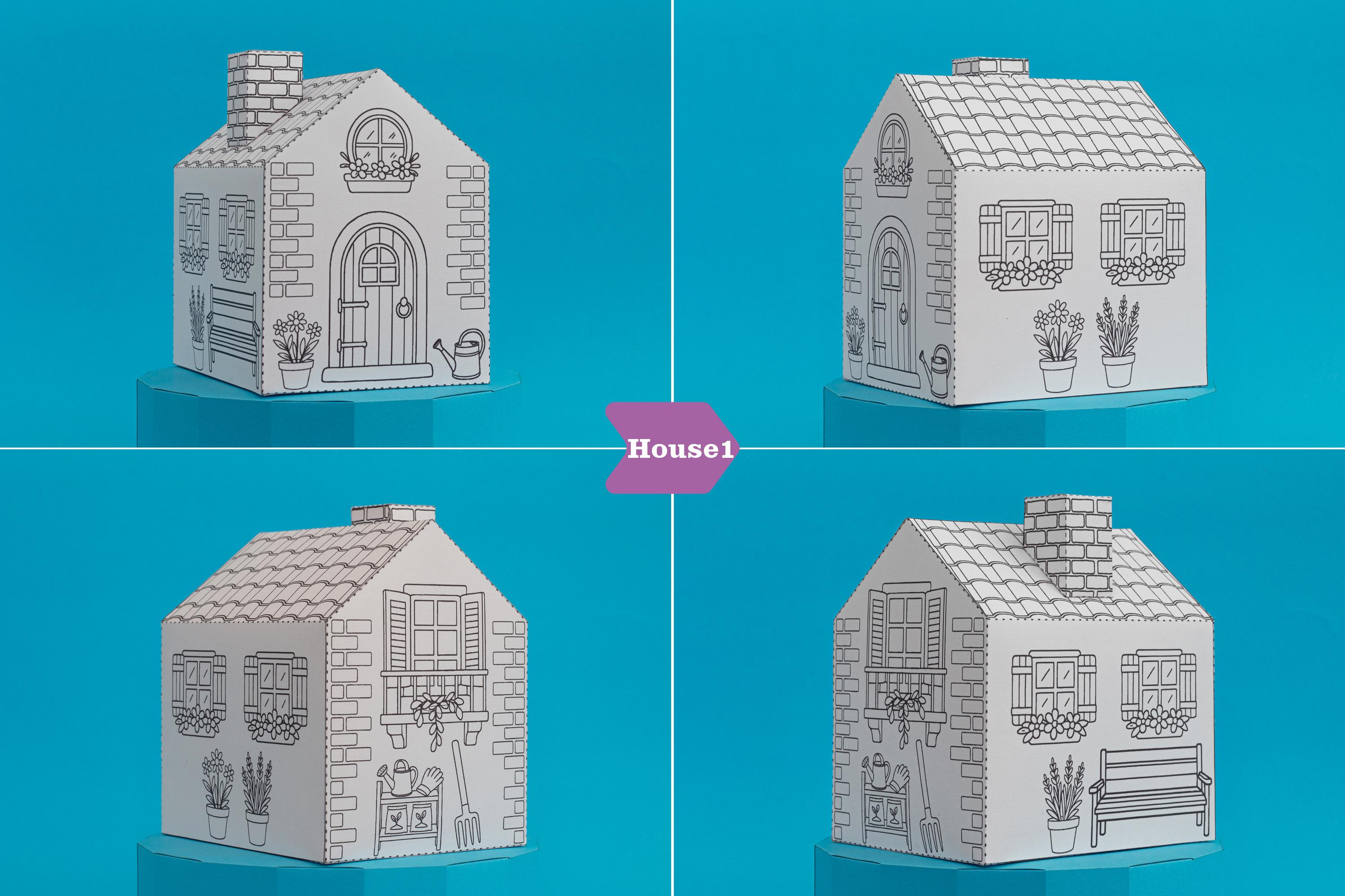 Printable 3D Coloring Pages House for Kids – DIY for Children – Instant ...