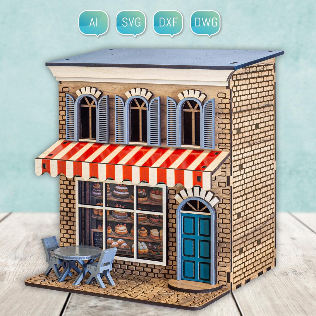 Christmas Village Laser Cut File Caffe SVG DXF DIY House 2024 Glowforge ...