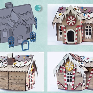 Christmas Village Gingerbread House 3D Glowforge SVG Laser Cut Files ...