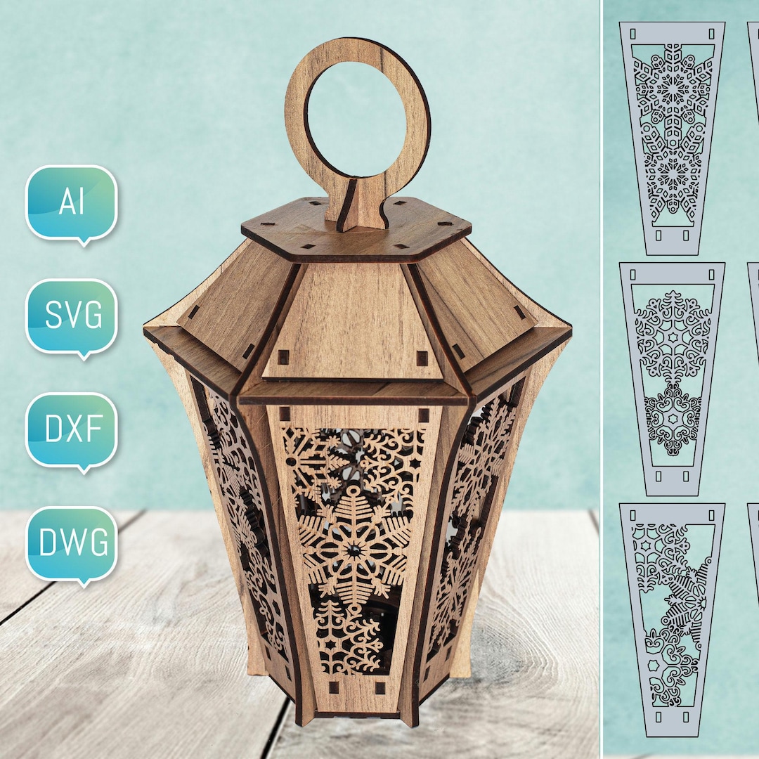 Christmas Laser Cut Files Lantern Snowflakes 3D Glowforge Cricut SVG ...