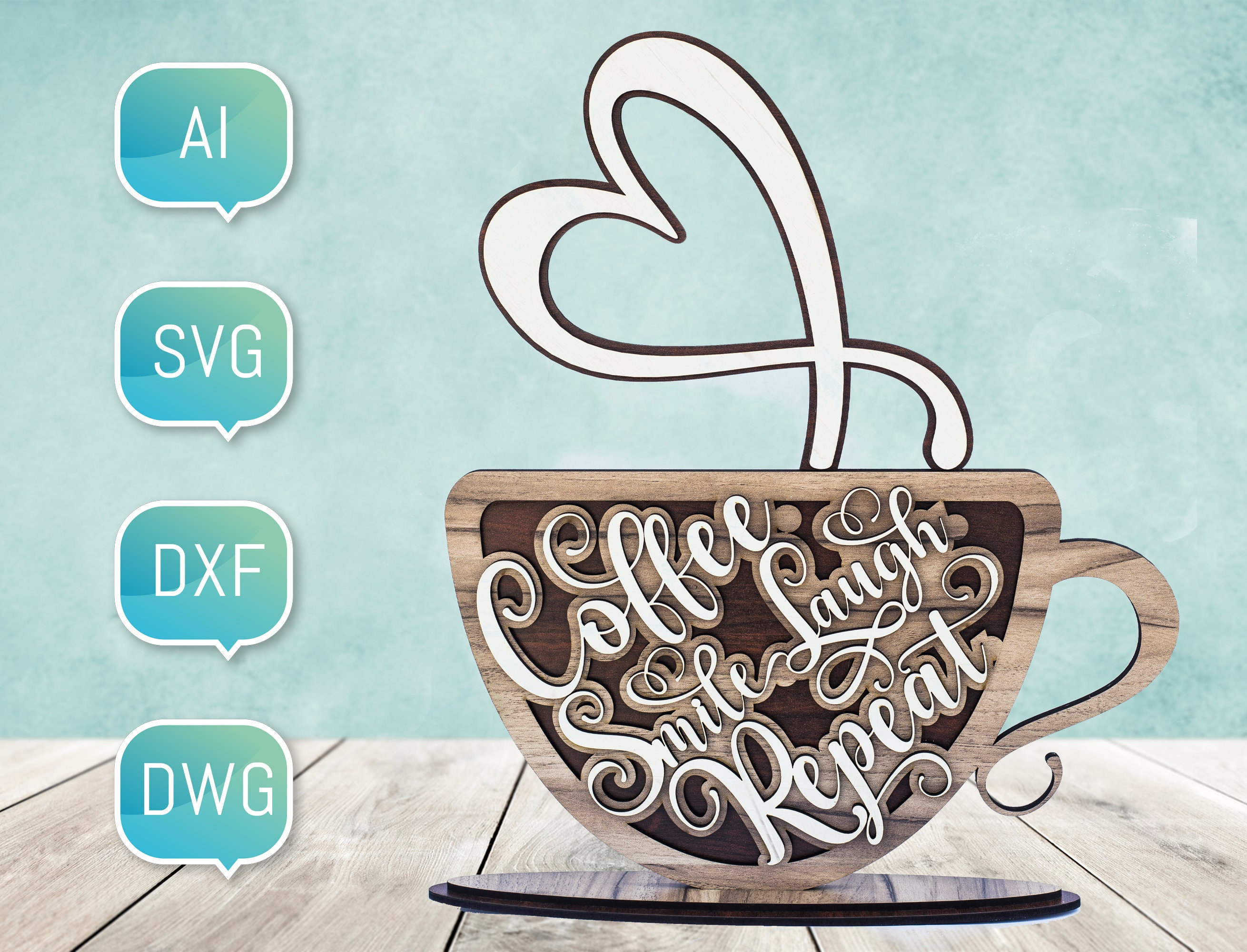 Glowforge Svg Coffee Sign Project Design Digital Laser Ready Files Cut ...