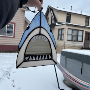 Stained Glass Shark Mirror/jaws Inspired Mirror/shark Wall Hanging - Etsy