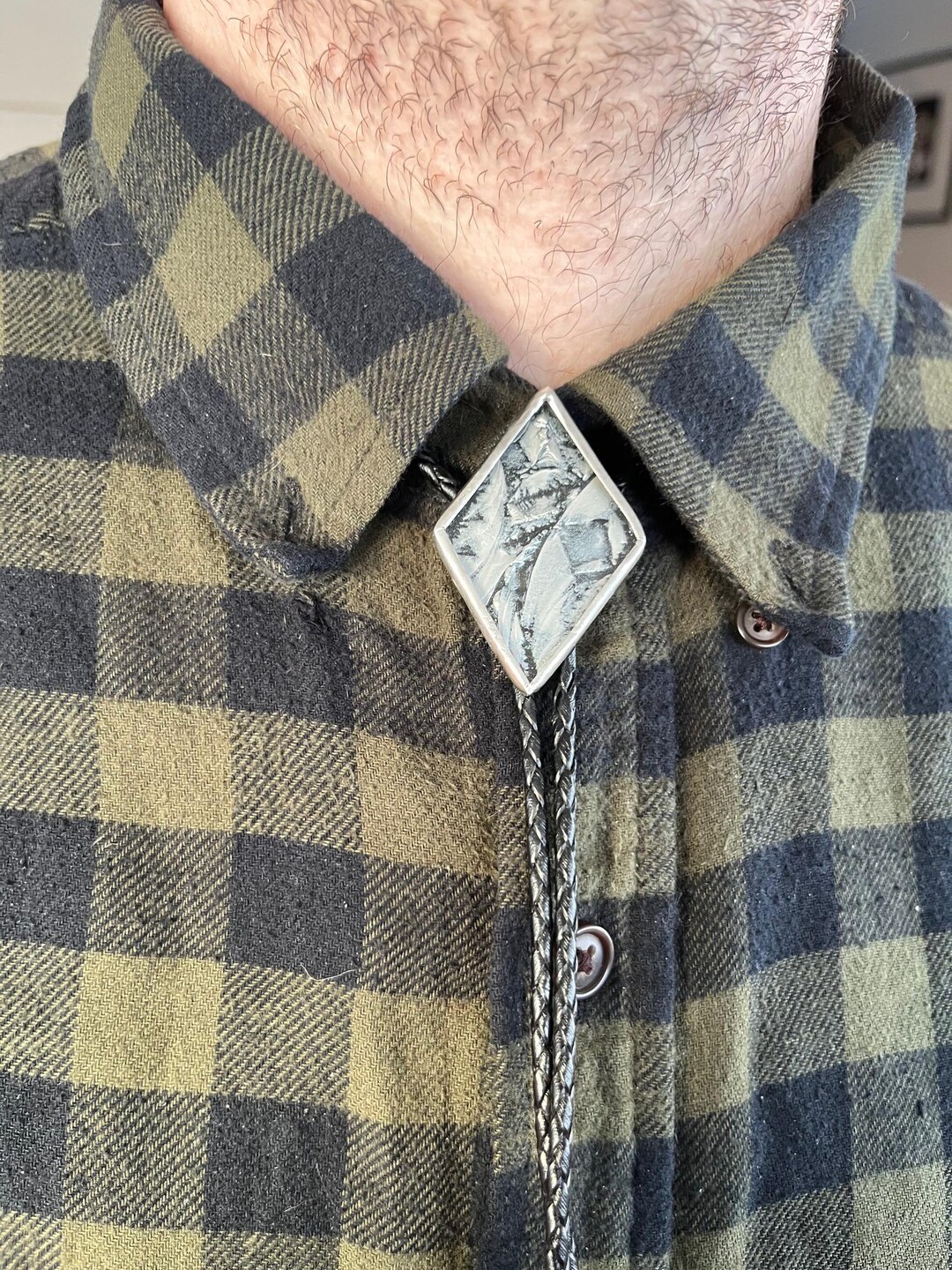 Stained Glass Silver Diamond Bolo Tie - Etsy
