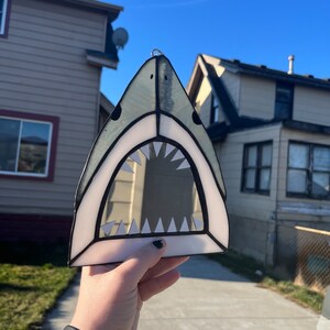 Stained Glass Shark Mirror/jaws Inspired Mirror/shark Wall Hanging - Etsy