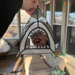 Stained Glass Shark Mirror/jaws Inspired Mirror/shark Wall Hanging - Etsy