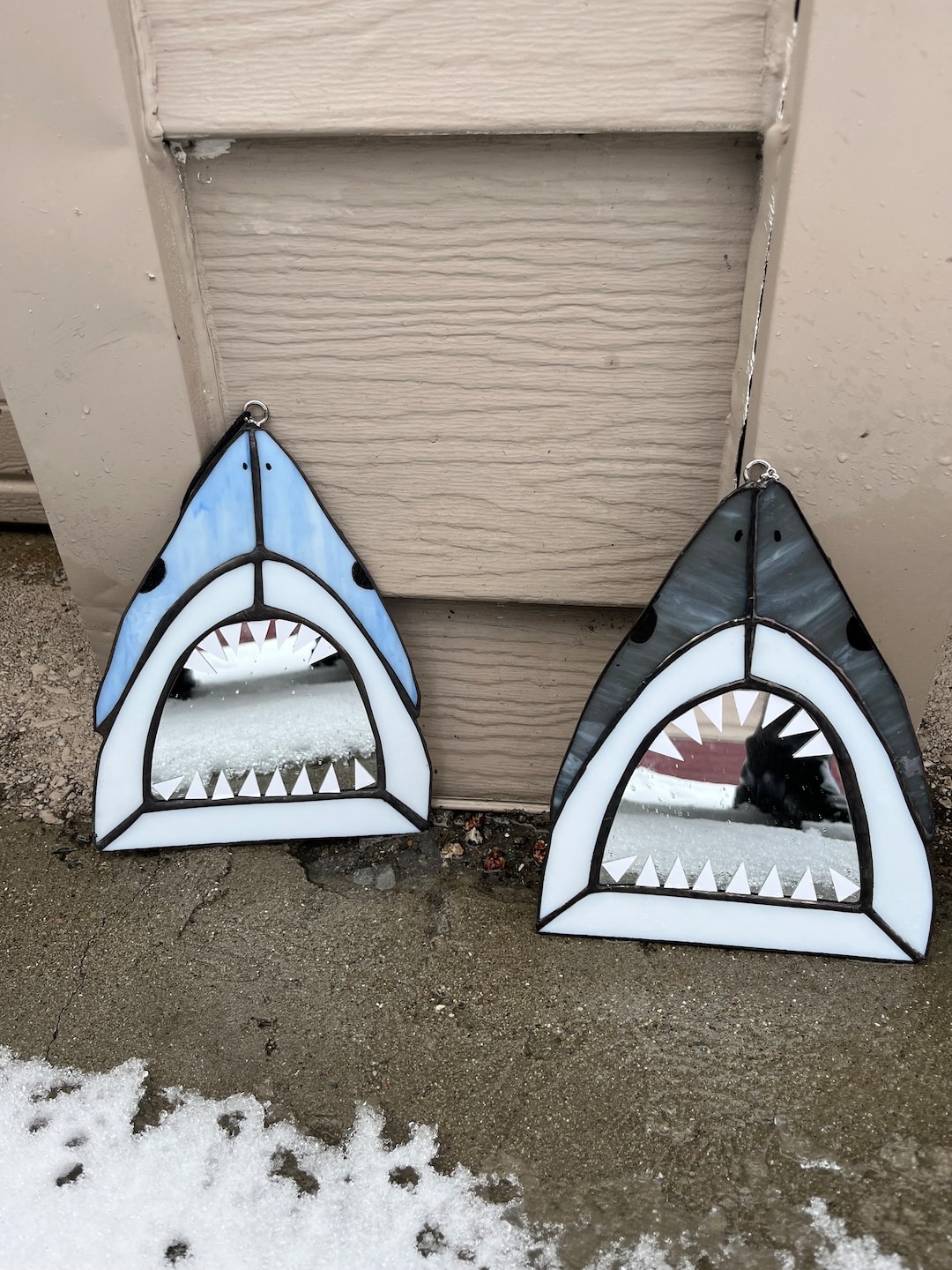 Stained Glass Shark Mirror/jaws Inspired Mirror/shark Wall Hanging - Etsy