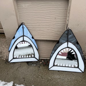 Stained Glass Shark Mirror/jaws Inspired Mirror/shark Wall Hanging - Etsy