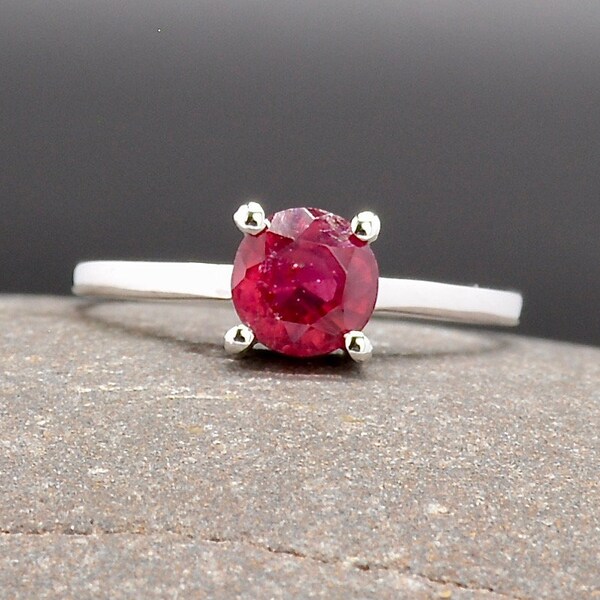 Ruby Solitaire Ring - Etsy