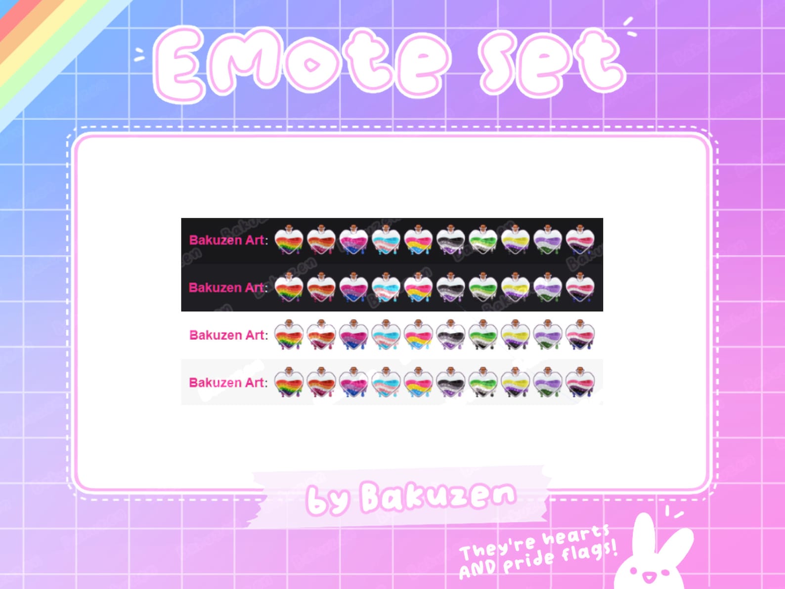 Pride Flag Heart Potions - Emotes for Twitch/discord (lesbian, Gay, Bi ...