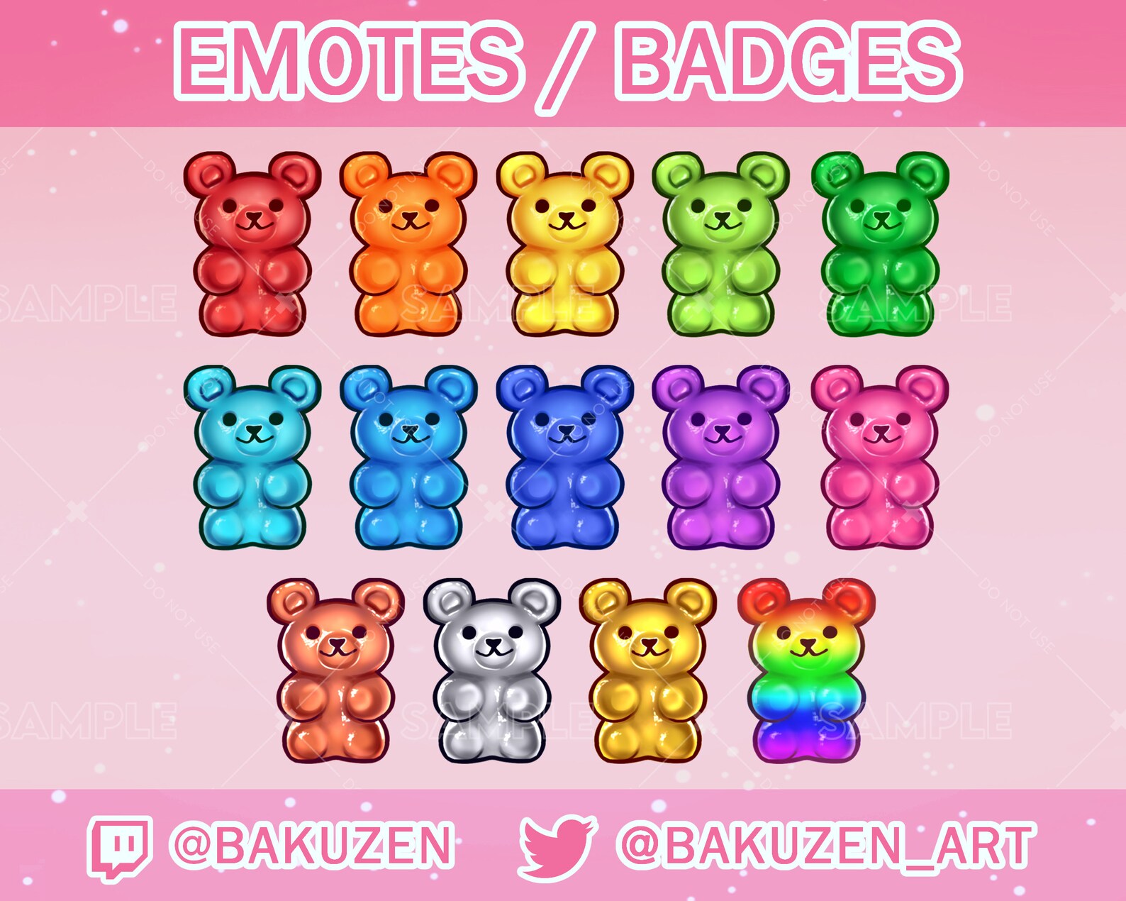 Gummy Bear Candy Twitch Emotes & Sub/cheer/bit Badges (red, Orange ...