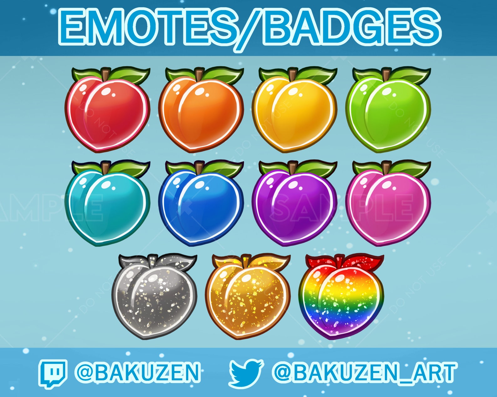 Colored Peaches - Emotes & Sub/bit Badges for Twitch + Discord (red ...