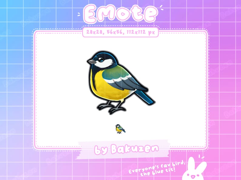 Blue Tit Cute Bird Emote for Twitch & Discord cyanistes Caeruleus - Etsy
