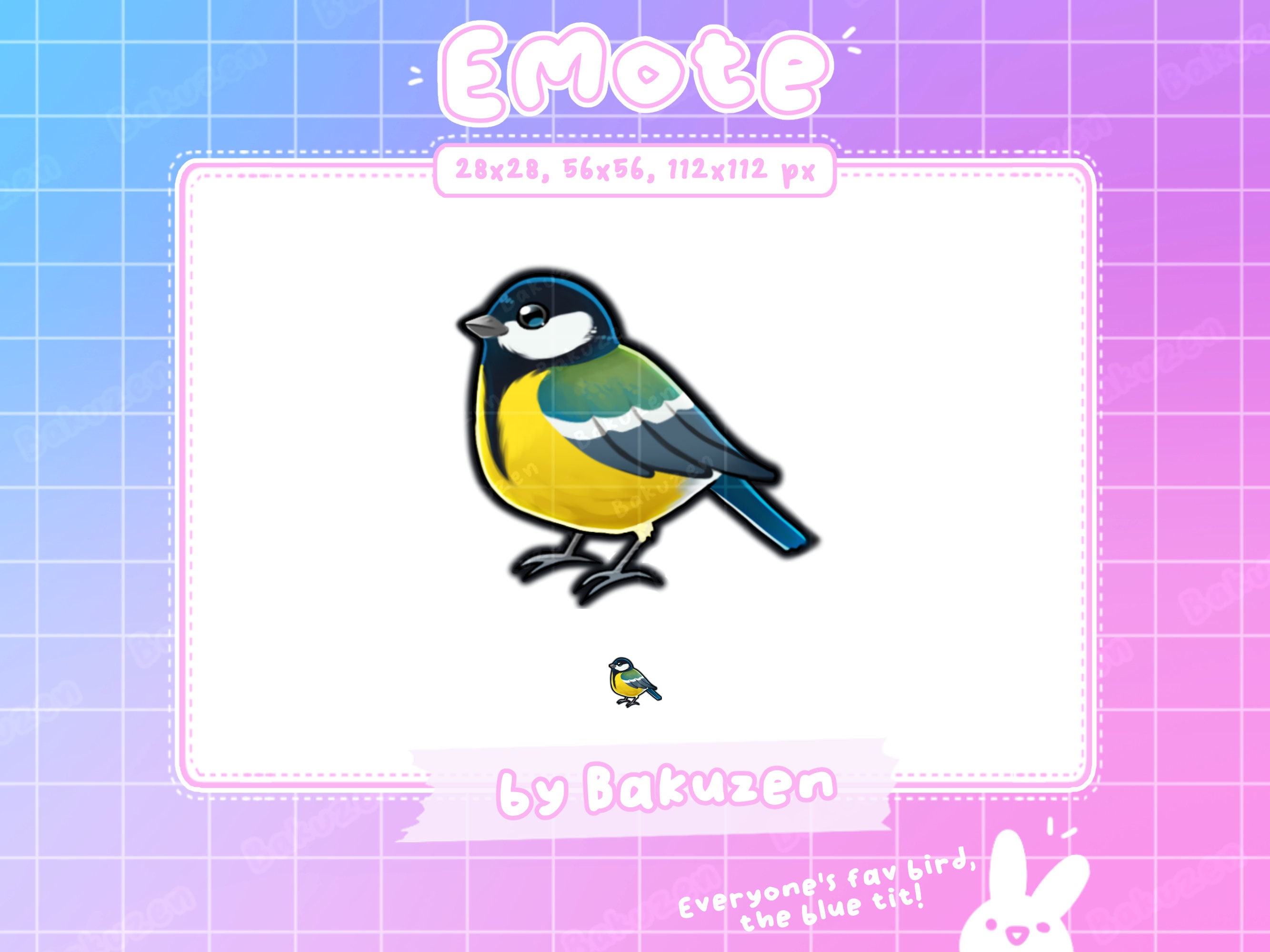 Blue Tit Cute Bird Emote for Twitch & Discord cyanistes Caeruleus - Etsy