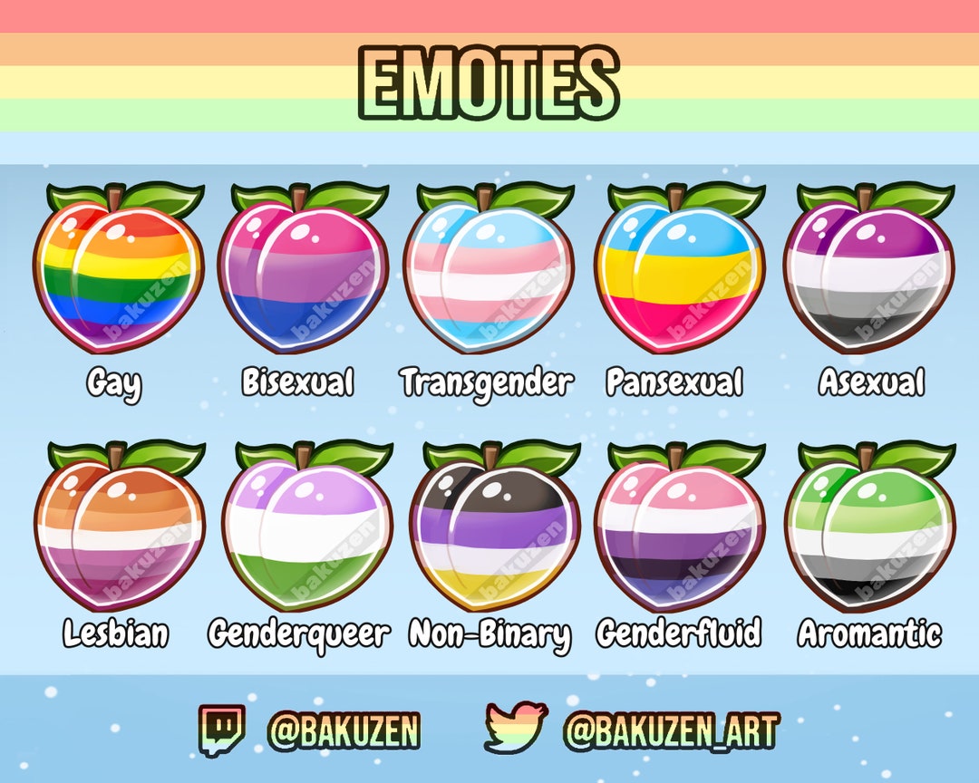 Pride Flag Peaches Emotes For Twitch Discord Lesbian Gay Bi Trans