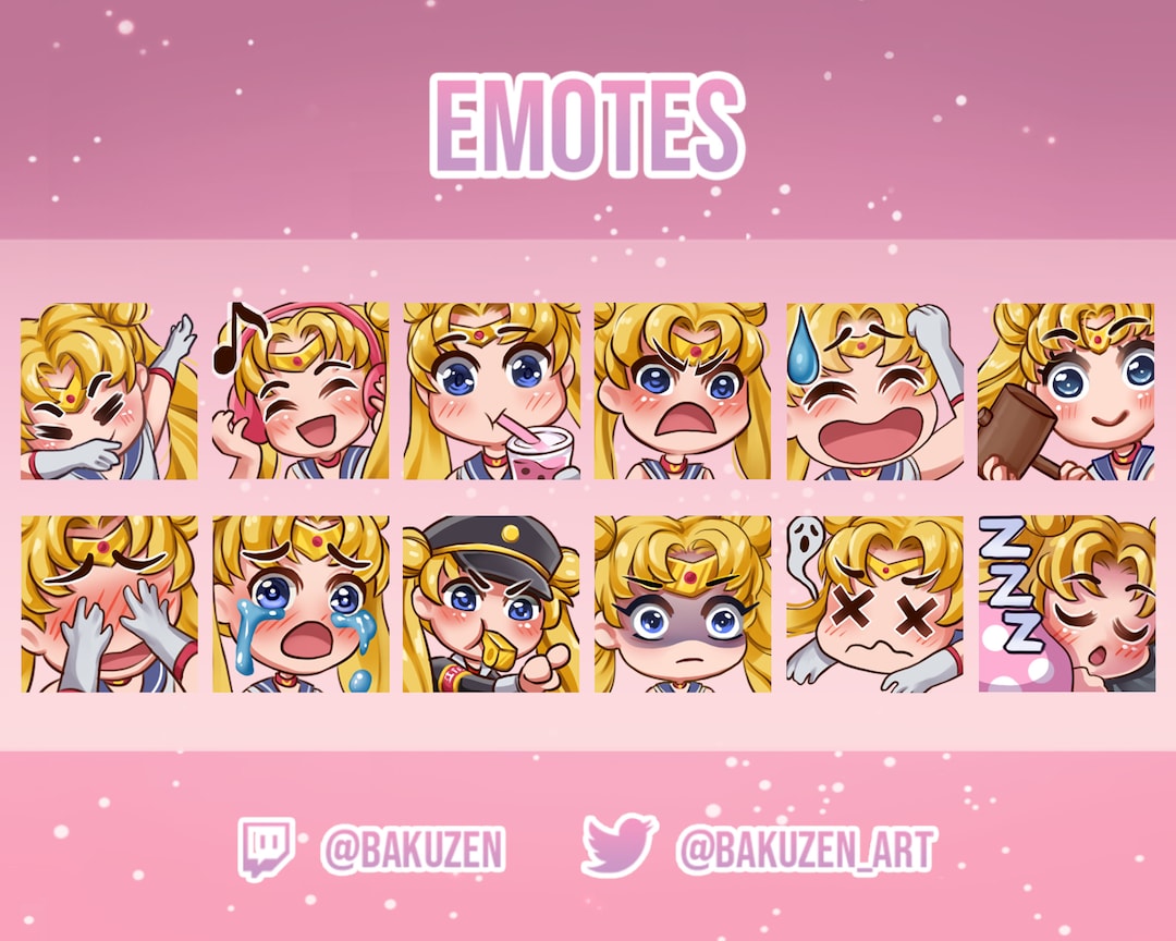 12 Assorted Sailor Moon Emotes für Twitch Discord - Etsy.de