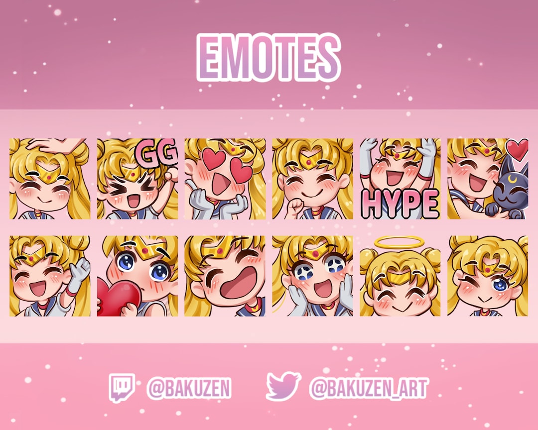 12 Positive Sailor Moon Emotes for Twitch Discord Cute - Etsy Canada