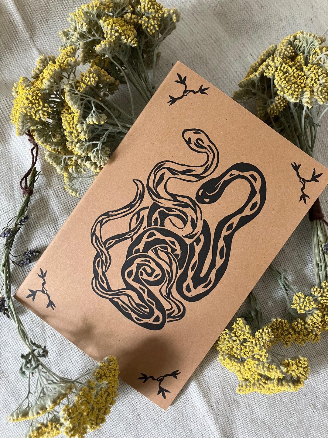 Dancing Snakes Notebook Lined Soft Cover, Hand-printed Reptile Serpent ...