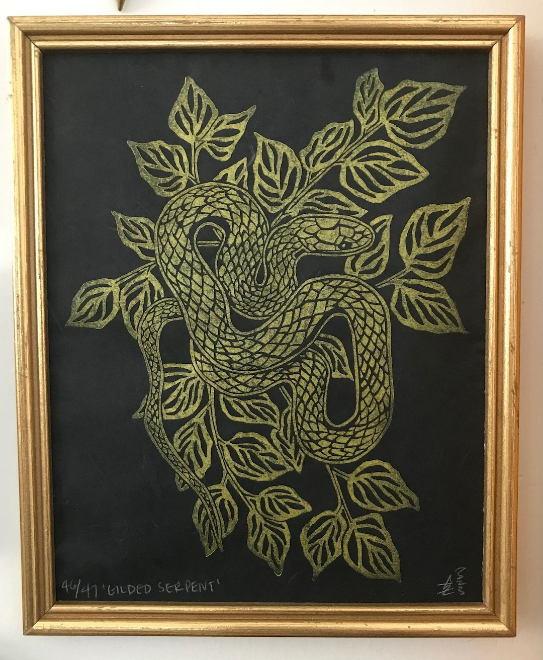 Gilded Serpent Block Print, Limited-edition Original Unframed, Signed ...