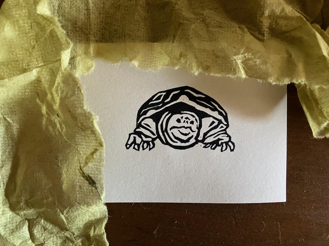 Tiny Snapping Turtle, 3x4 Block Print Unframed, Signed, Tiny Art ...