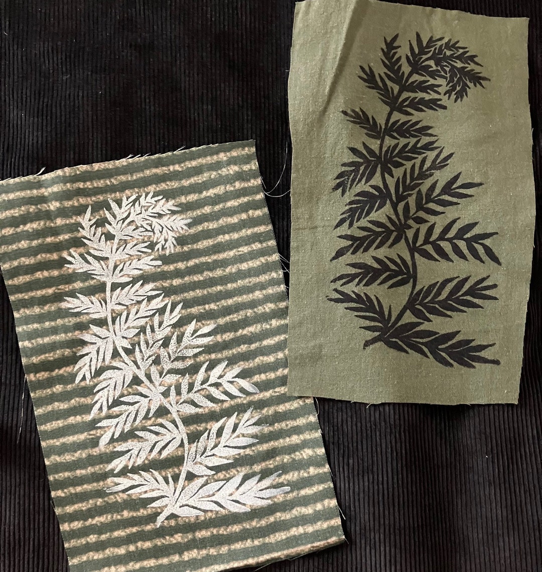 Fern Patch, Upcycled Cotton or Poly Weave, Block Printed Patches for ...