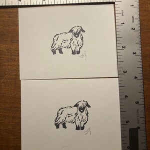 Tiny Sheep, 3x4 Block Print Unframed, Signed, Tiny Art Animals ...