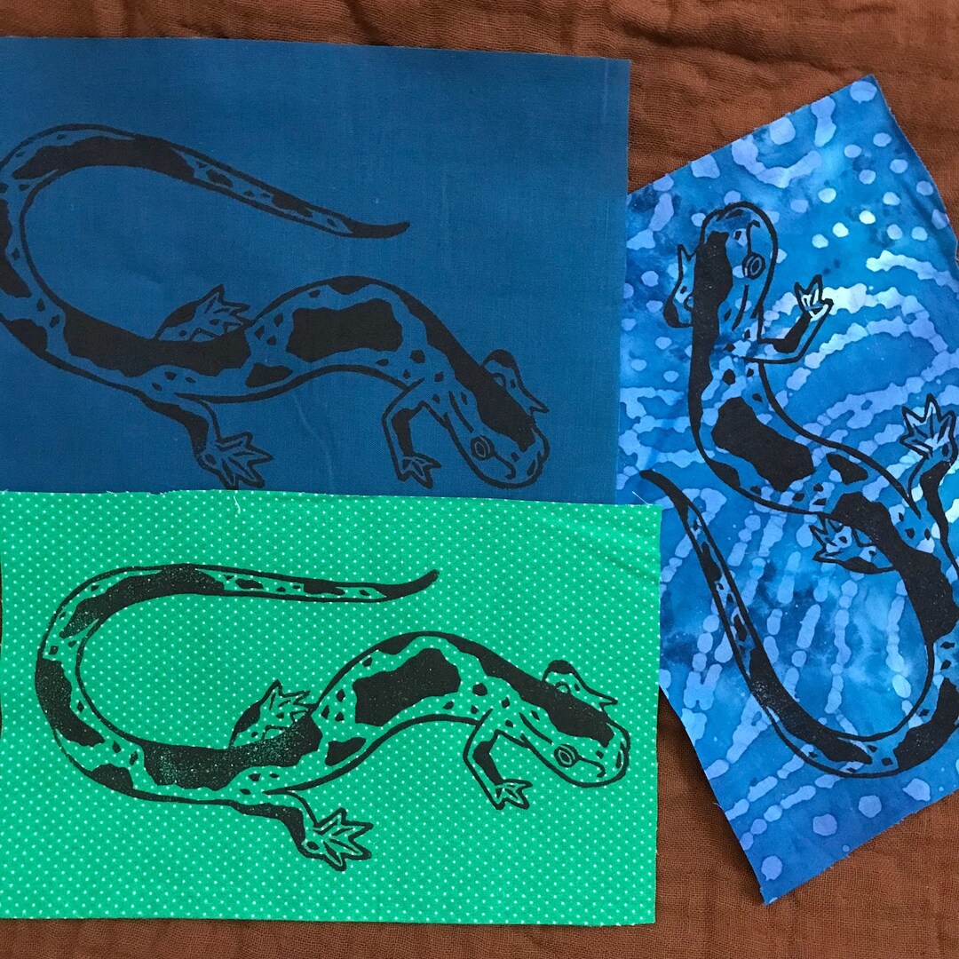 Salamander Patches, Block Printed Patches for Jeans, Jacket, Backpack ...