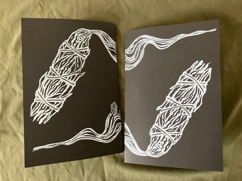 Burning Incense Notebook BLANK Softcover Sketchbook, Smudge Sage ...