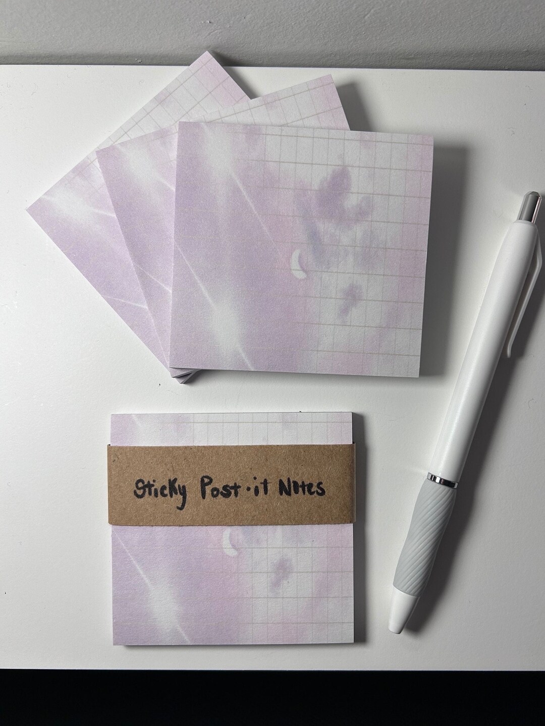 Sticky Post-it Notes Pink Aesthetic Real Moon and Clouds Design. 50 ...