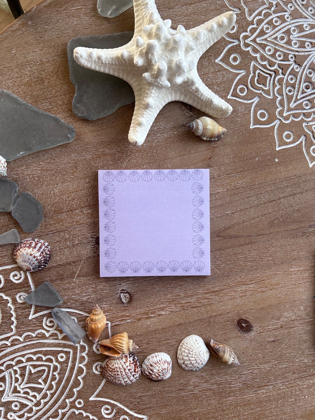 Sticky Post-it Notes Purple Seashell Border 50 Sheets. - Etsy