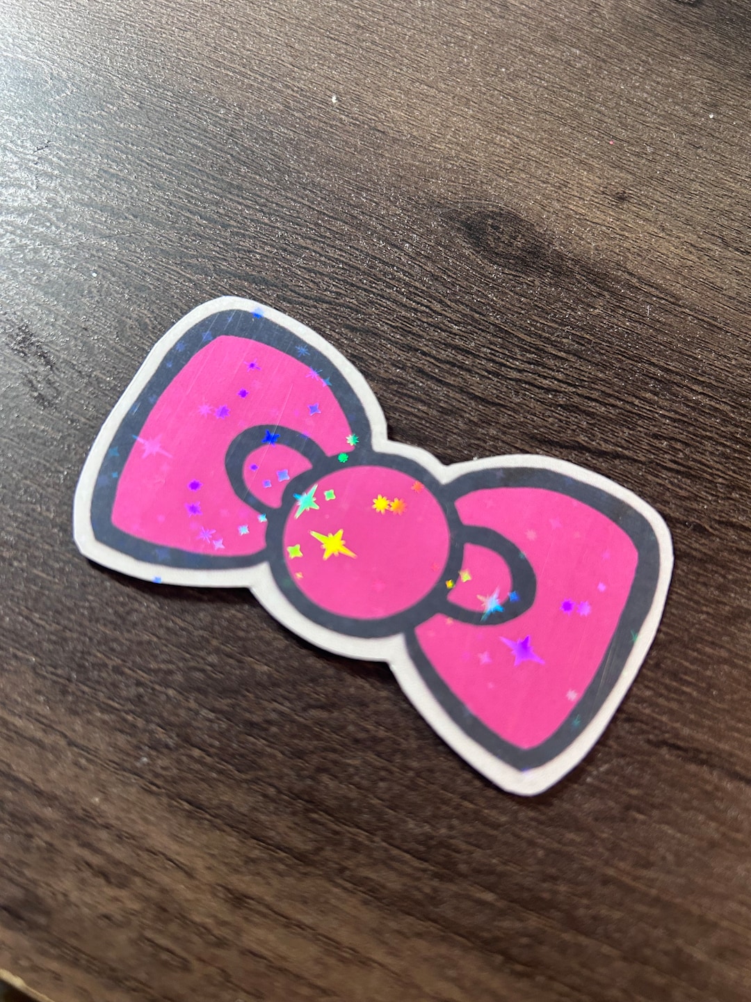 Starry Holographic Hello Kitty Bow pretty in Pink Sticker. - Etsy