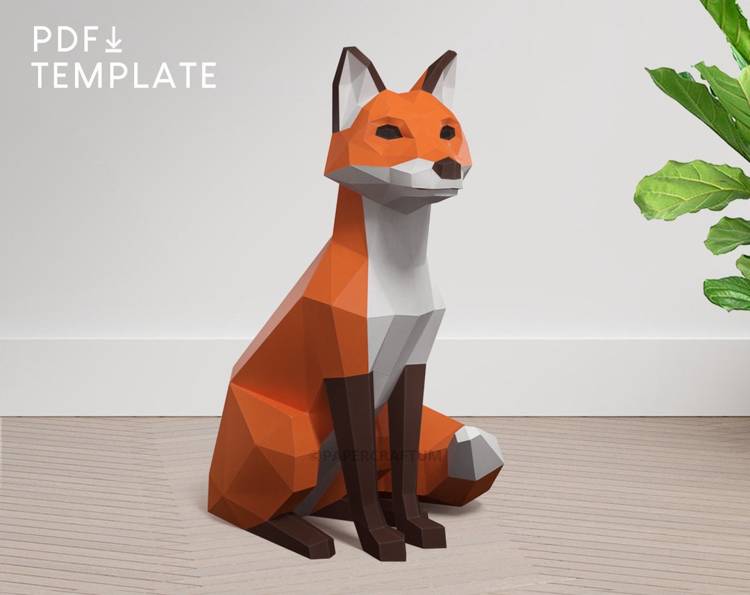 Fox Papercraft Fox Diy Paper Statue 3D Low Poly Fox Fox - Etsy UK