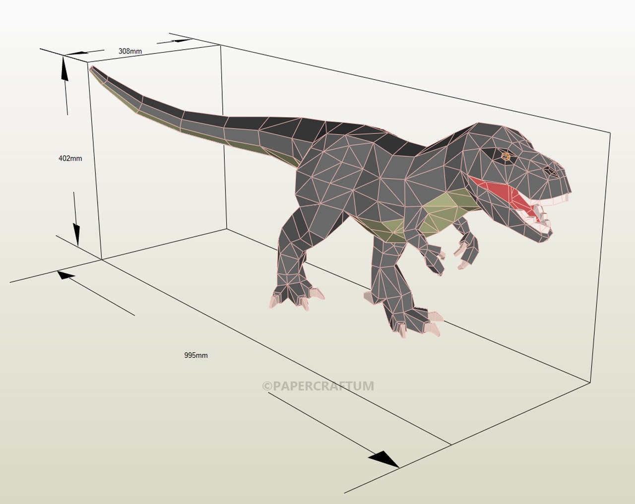 T-rex Papercraft Dinosaur Papercraft Sculpture Trex Low Poly - Etsy UK